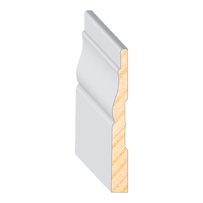 METRIE 3/8-in x 3-1/4-in x 8-ft Primed Finger Joint Pine Baseboard ...