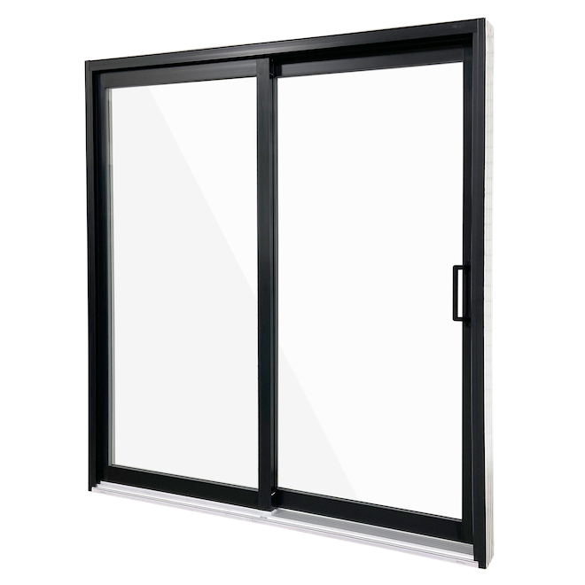 Porte patio Metrie en vinyle noir ouverture vers la gauche 72 x 80 x 4 ...