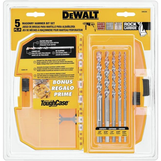 DEWALT 5 Piece Premium Percussion Masonry Drill Bit Set DW5205 | RONA