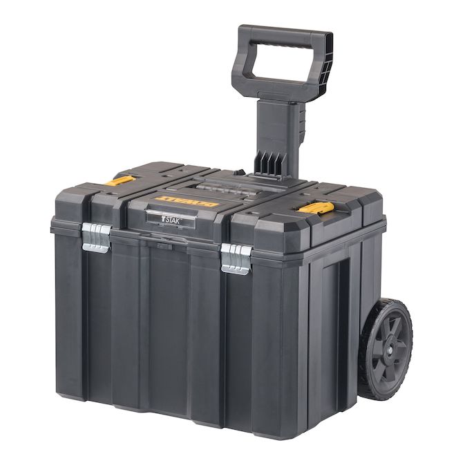 DEWALT TSTAK Black Plastic Rectangle Tool Box on Wheels 20 x 29 x 17-in ...
