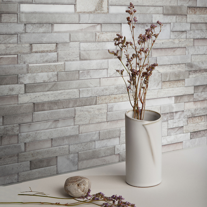 Smart Tiles Pietra Pozzuoli Adhesive Backsplash Tiles - Resin - Grey ...