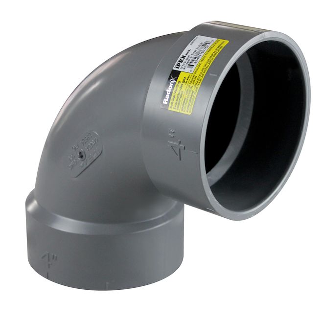 Coude en PVC de 4 po et 90 degrés RadonX par IPEX pour canalisation de ...