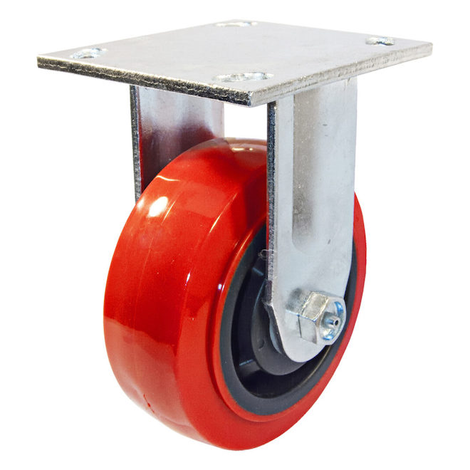 MADICO 5-in Red Polyurethane Rigid Caster w/ Plate F22005 | RONA