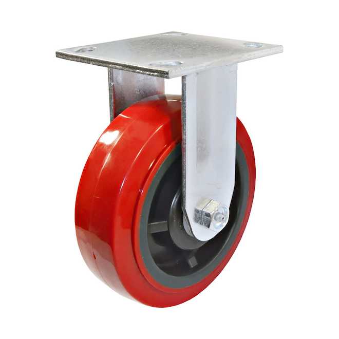 Roulette fixe en polyurethane avec plaque MADICO rouge 6 po F22006 | RONA