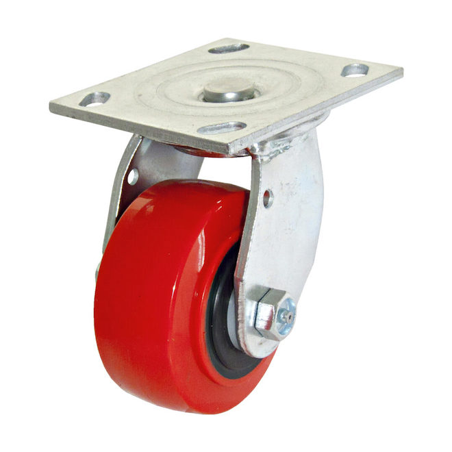 MADICO 4-in Red Polyurethane Swivel Caster w/ Plate F22104 | RONA