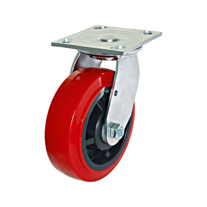 Roulette pivotante en polyurethane avec plaque MADICO rouge 6 po F22106 ...