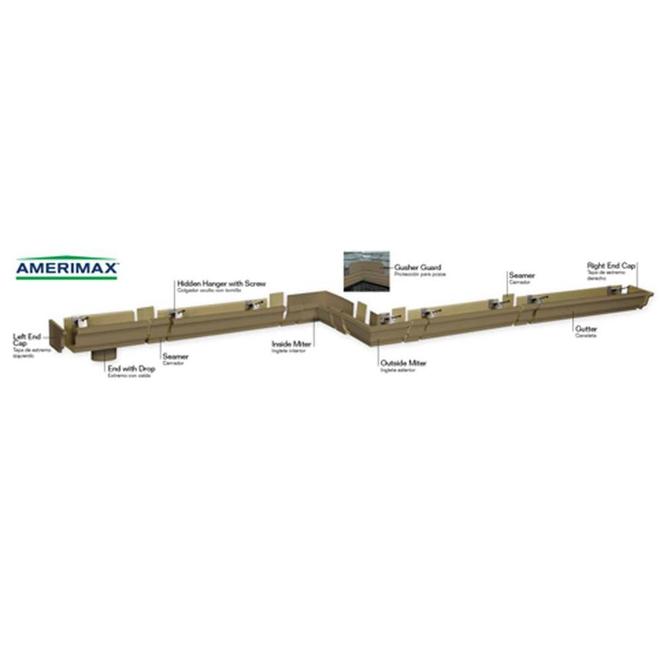 AMERIMAX 5.5-in W x 10-ft L K Style Beige Hi-Tensile Aluminum Gutter ...