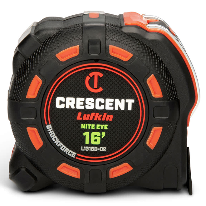 LUFKIN Ruban à mesurer Crescent SHOCKFORCE avec lame NITE EYE, 16 pi ...
