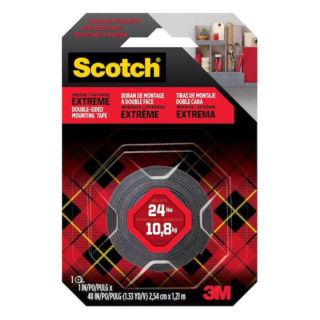 Scotch Extreme Double-Sided Mounting Tape - 1-in x 48-in - Black 414S ...