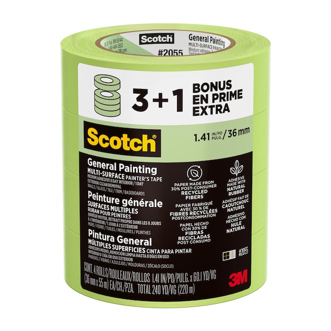 Scotch 36-mm x 220-m Green Multi-Surface General Painting Tape - 4/Pk ...