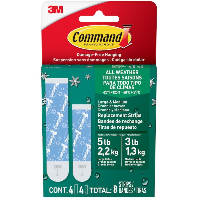 Command 8-Pack White Adhesive Foam Replacement Strip 17615AWB-8ESF | RONA