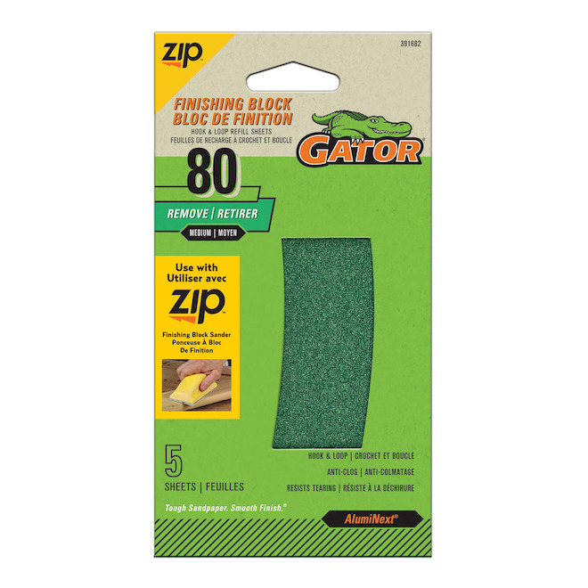 Gator Refill Sheets 80-Grit for Finishing Block - 5 Sheets 391682 | RONA