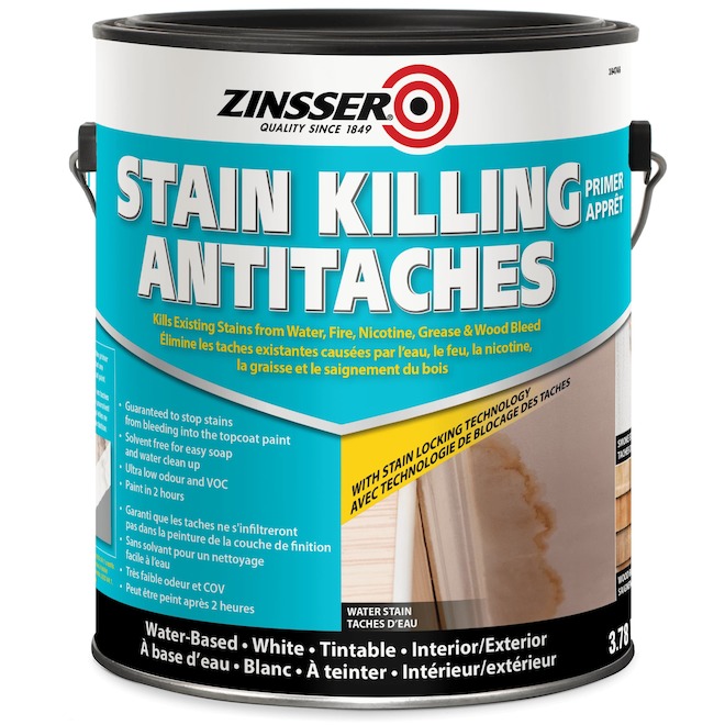 Zinsser 3.78 L High Hiding Water Based Stain Killing Primer - White ...