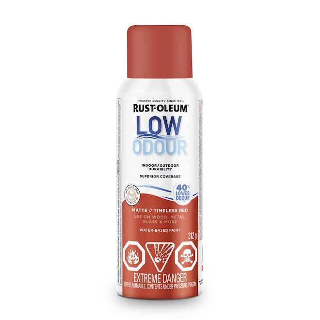 Rust-Oleum 312-g Water-Based Low Odour Matte Red Spray Paint 396738 | RONA