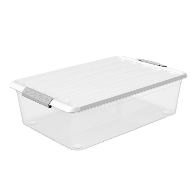 Curver Latch Mates Clear/White Plastic Storage Box - 30 L 260538 | RONA