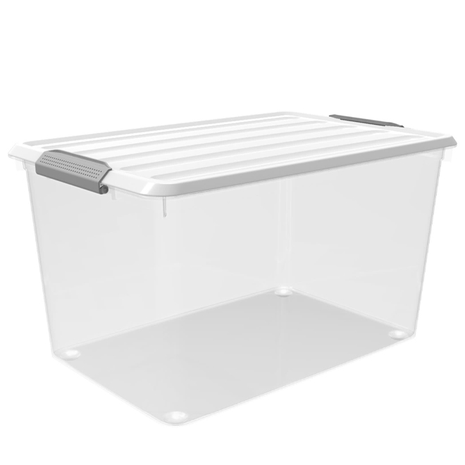 Curver Latch Mates Clear/White Plastic Storage Box - 60 L 260539 | RONA