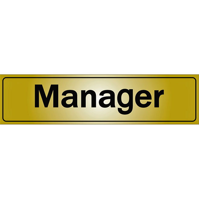 Klassen Self-Adhesive Manager Sign - Rigid Metal - 8-in x 2-in - Black ...