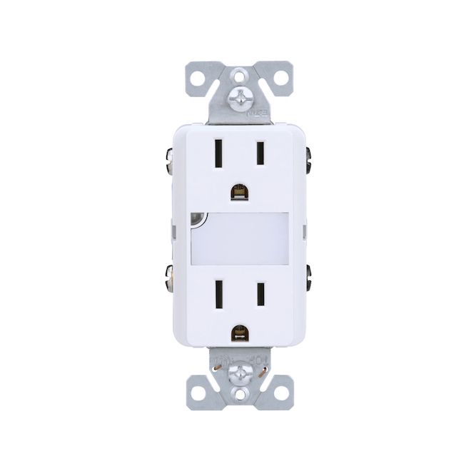 Eaton Double Receptacle with Programmable Nightlight 15-A 125-V - White ...