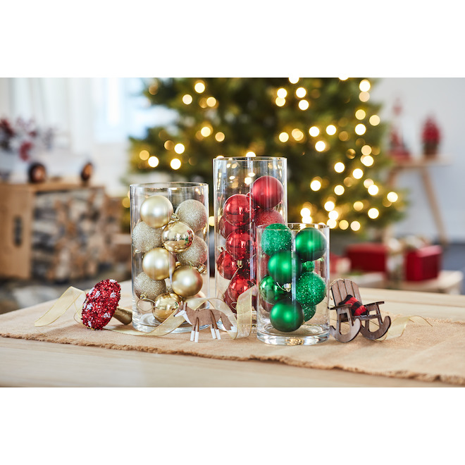 Holiday Living 34-Pack Gold Plastic Ball Ornament Set EG01-T20871C | RONA