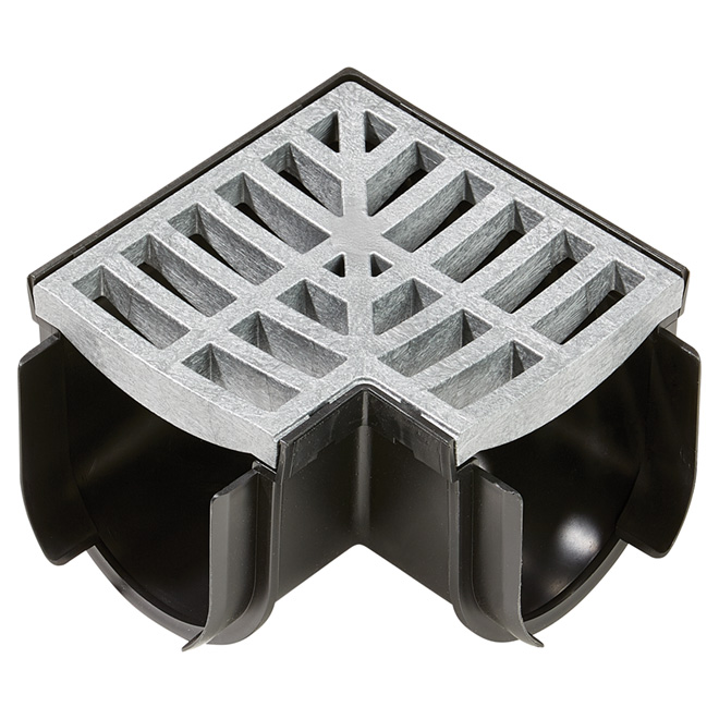 90° Angle Moulded Grey Plastic Storm Drain Corner 003402 | RONA