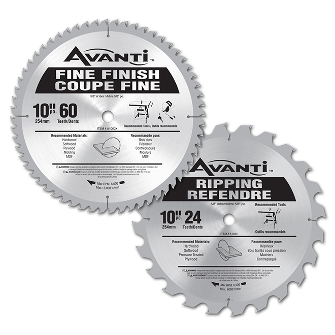 Avanti Circular Razor Saw Blade - Carbide-tipped - 10-in Dia - 24/60 ...