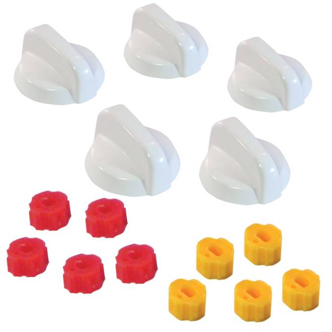 Laser Set of 5 Universal Replacement Stove Knobs and Inserts - White ...