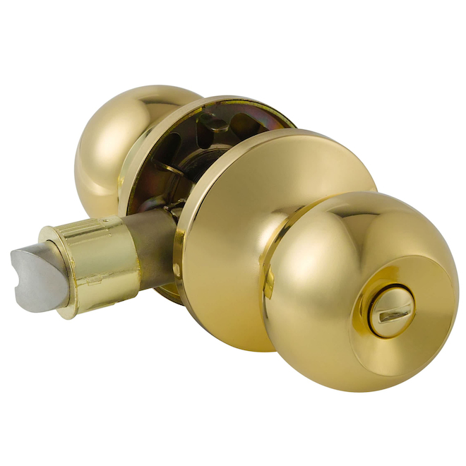 RONA Bolae Door Knob and Rosette with Privacy Lock - Polished Brass B607-PB-BK | RONA