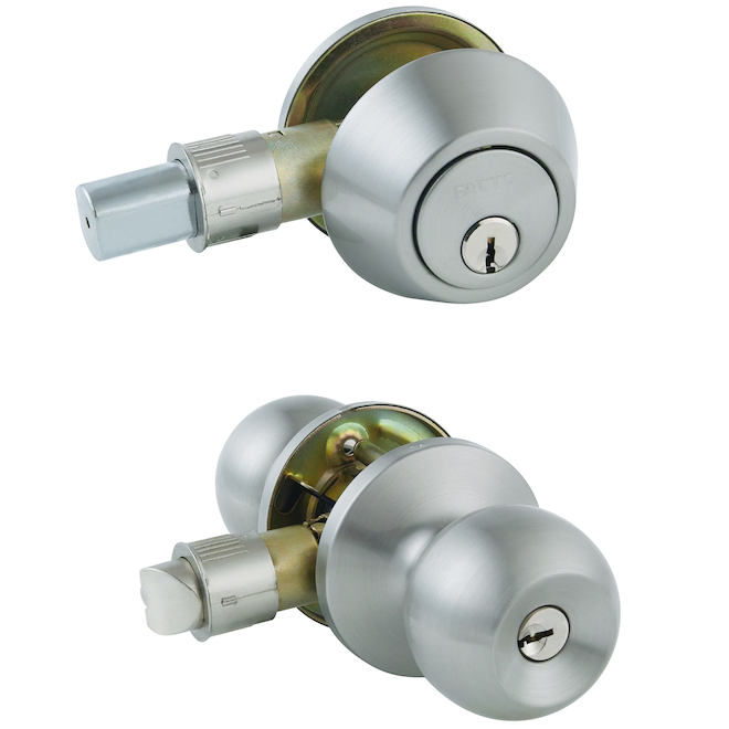 RONA Bolae Entry Door Knob Set and Rosette with Separate Lock - Stainless Steel B607-SS-E1D1 | RONA