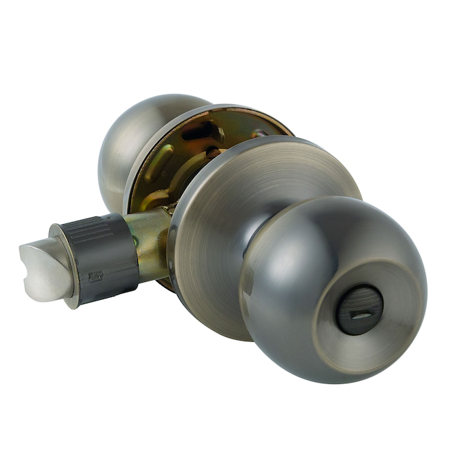 RONA Bolae Door Knob and Rosette with Privacy Lock - Antique Brass B607 ...