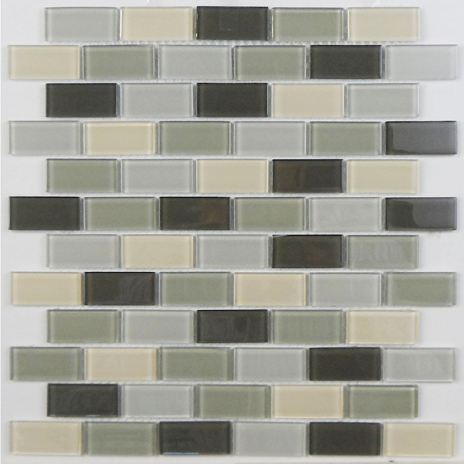 TRUSTONE Avenzo 12-in x 12-in Avenzo Mosaic Gray Glass Wall Tile CH ...