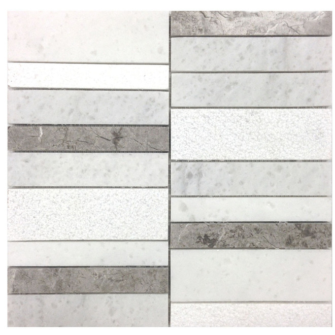 TRUSTONE Avenzo 12-in x 12-in Carrera and Valensa Grey Natural Stone ...