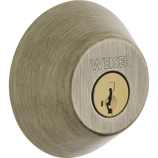 Weiser Single-Cylinder Deadbolt - Welcome Home Series - Antique Brass ...
