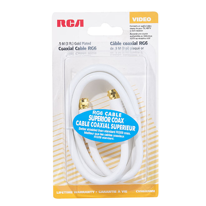RCA RG6 Coaxial Cable - 3' - White CVH603WHR | RONA