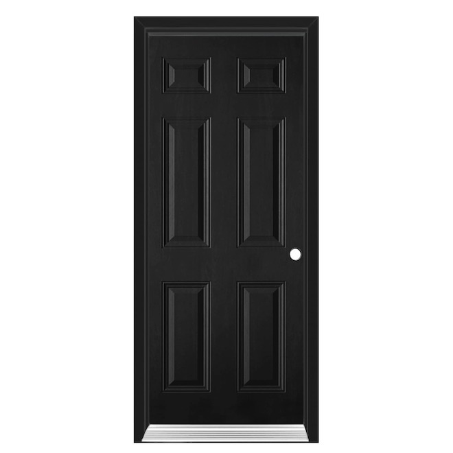 Dusco Doors Black Steel Entry Door 6-Panel and Lefthand - 34 x 80 x 7-1 ...