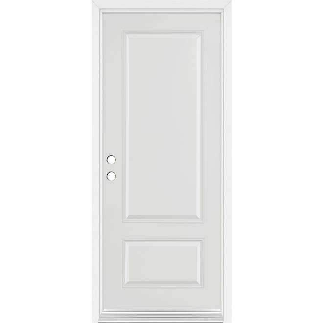Dusco Doors 34 x 80 x 7-1/4-in White Steel 2-Panel Entry Door - Right ...