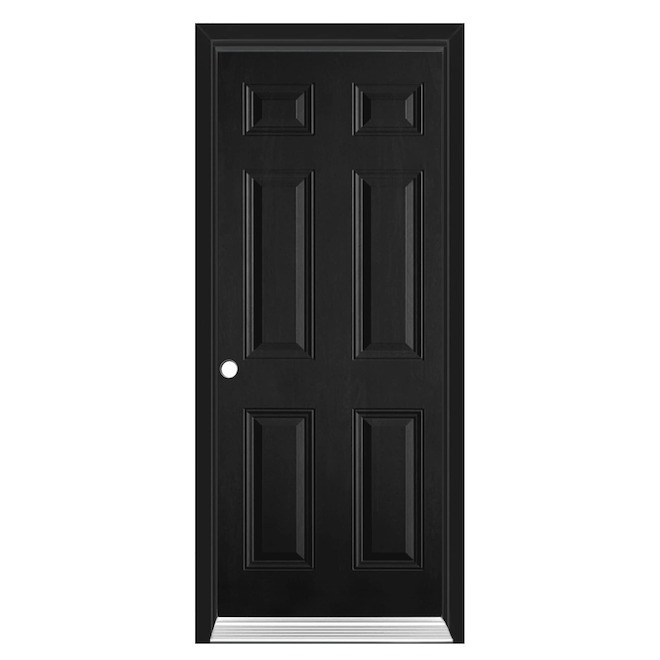 Porte d'entrée Dusco Doors en acier noir à 6 panneaux droite - 32 x 80 ...