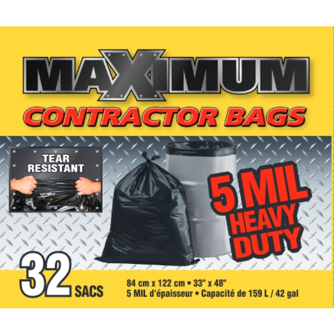 Maximum 33-in x 48-in Garbage Bags - Black Plastic - 159-L Capacity ...