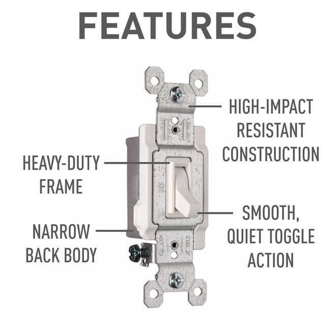 Legrand 15-Amp Single Pole White Framed Toggle Light Switch RC151WCC24 ...
