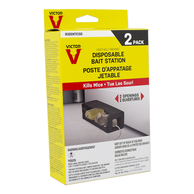 Victor Indoor Domestic Disposable Black Plastic Mouse Bait Station - 2 ...