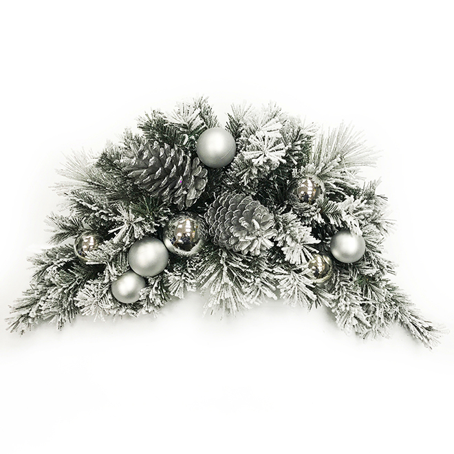 HOLIDAY LIVING Flocked Swag - 24" - Silver LW64-JXJE134 | RONA