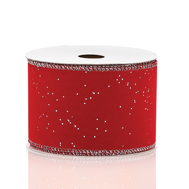 Holiday Living 1-Pack 2.5-in W x 30-ft L Red Dotted Ribbon LGCN-2161 | RONA
