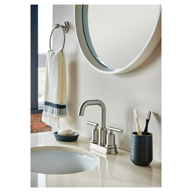 MOEN Gibson Bathroom Faucet - 2 Handles - 4" - Brushed Nickel ...