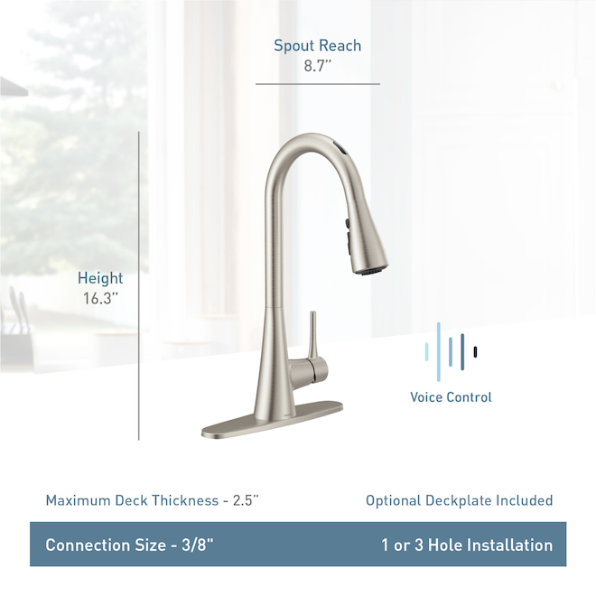Moen Smart Sarai Stainless Pull-Down Kitchen Faucet with Spot Resist ...