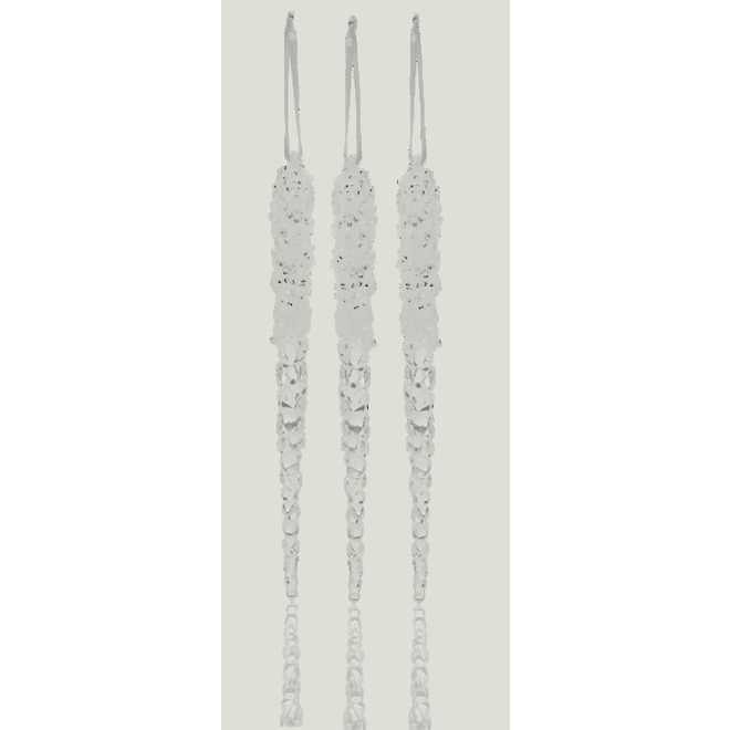 Holiday Living - Icicle Ornament - Plastic - 9-in - 3/Pck - Clear ...