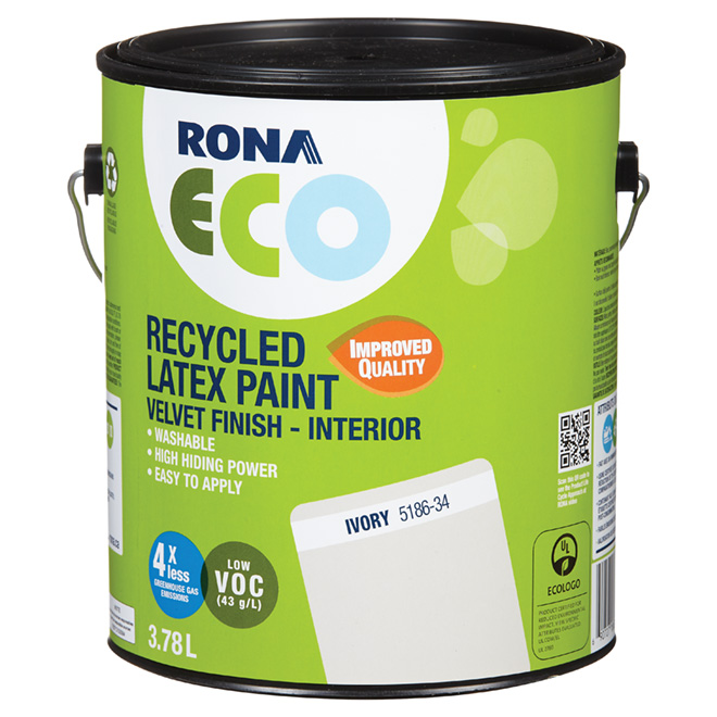 RONA Recycled Latex Paint - Velvet Finish - Ivory - 3.78 L 5186-34L19 ...