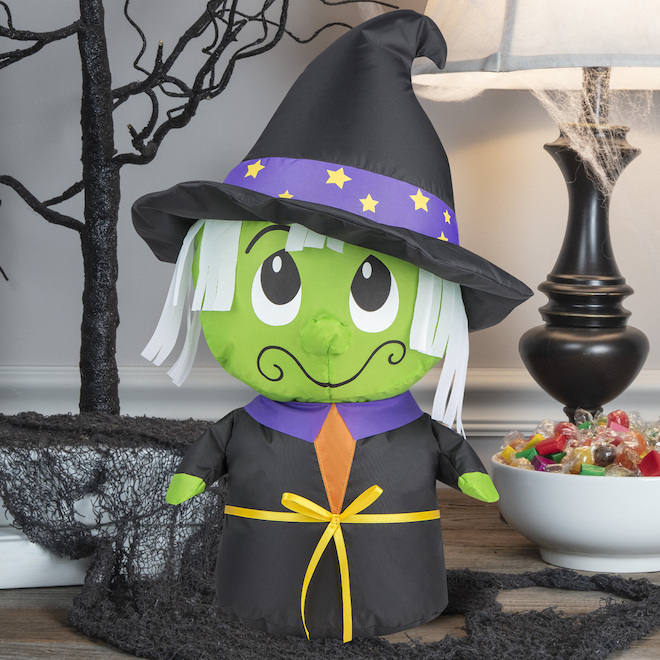 GEMMY Airdorables Airblown Inflatable Green Witch - 1.7-ft x 1.2-ft x 0 ...