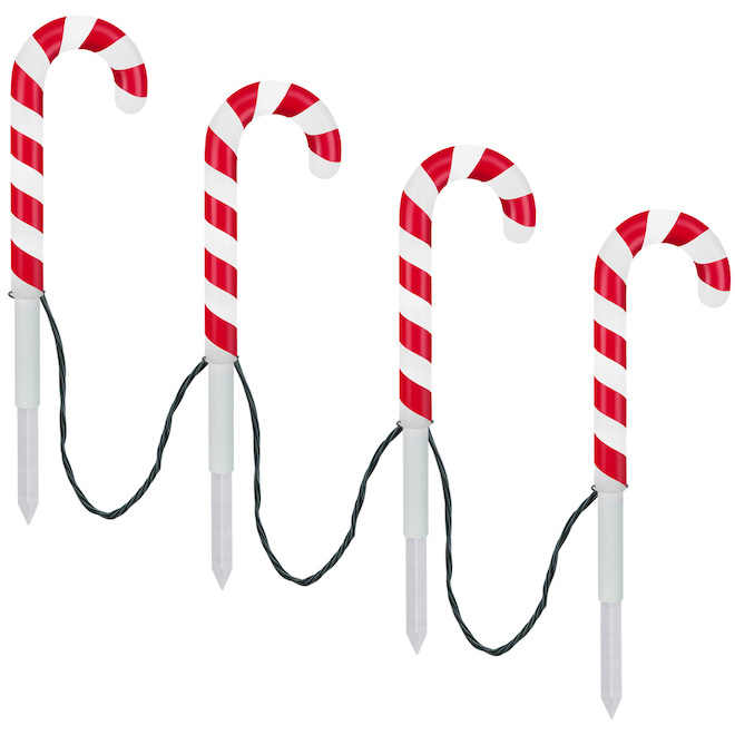 Gemmy Set of 4 LED Candy Cane Stake Lights 112477 | RONA