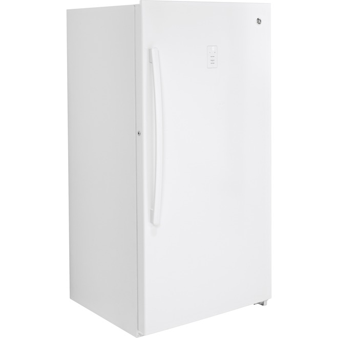 GE 17.3-cu ft White Frost-Free Upright Freezer with Slide-Out Basket ...