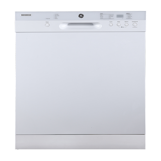 Lave-vaisselle encastré à commandes frontales GE blanc avec CleanSensor ... Lave-vaisselle encastré à commandes frontales GE blanc avec CleanSensor ...