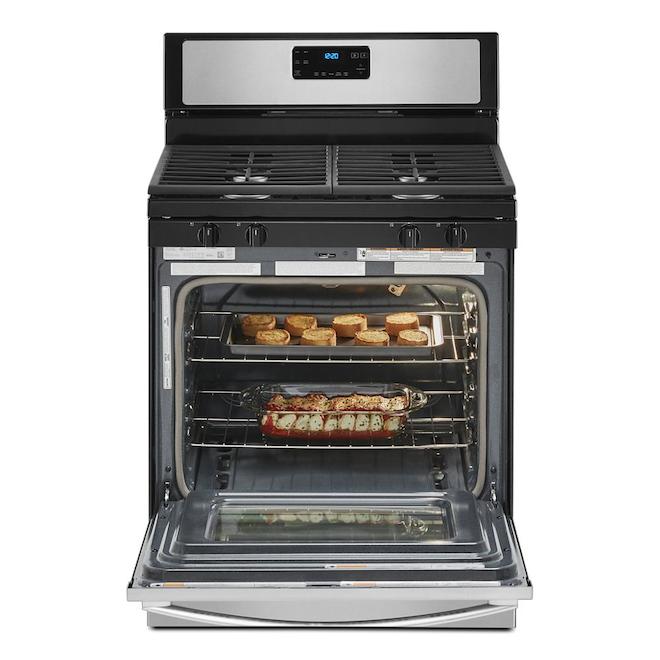 Whirlpool(TM) Gas Range - 4 Burners - 5.0 cu. ft. - 30-in - Stainless ...